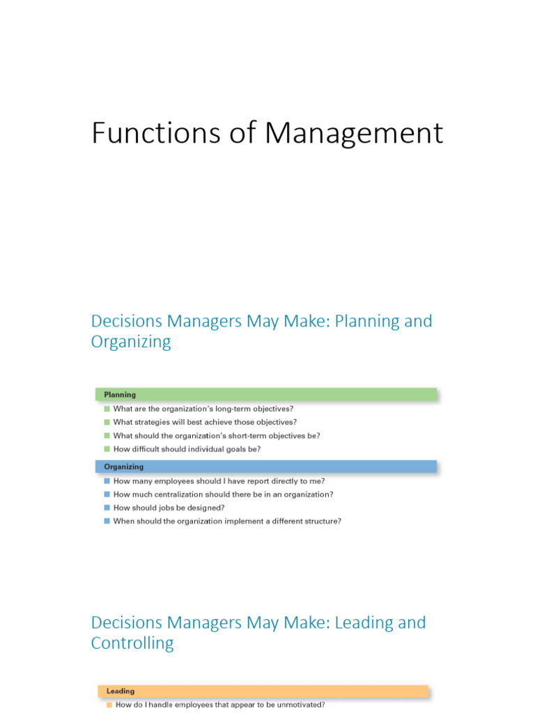 Functions of Management | PDF | Goal | Business