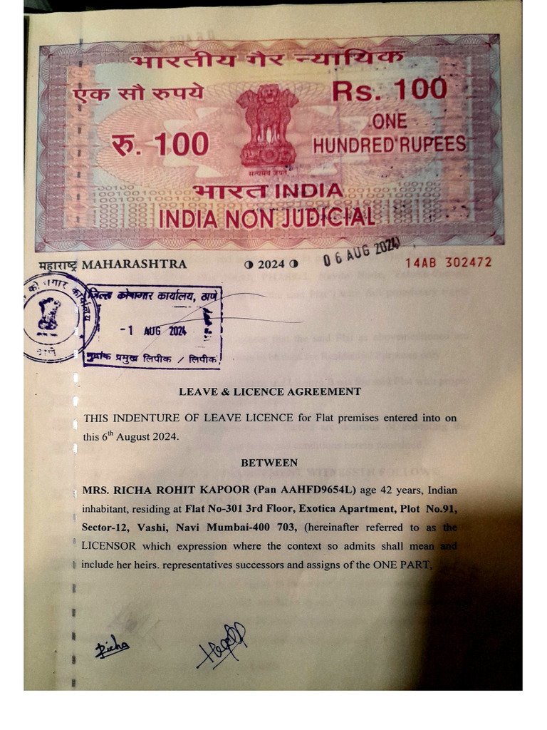 Navel Isha Enclave Flat 204 Rental Agreement - Year 2024-2027 | PDF