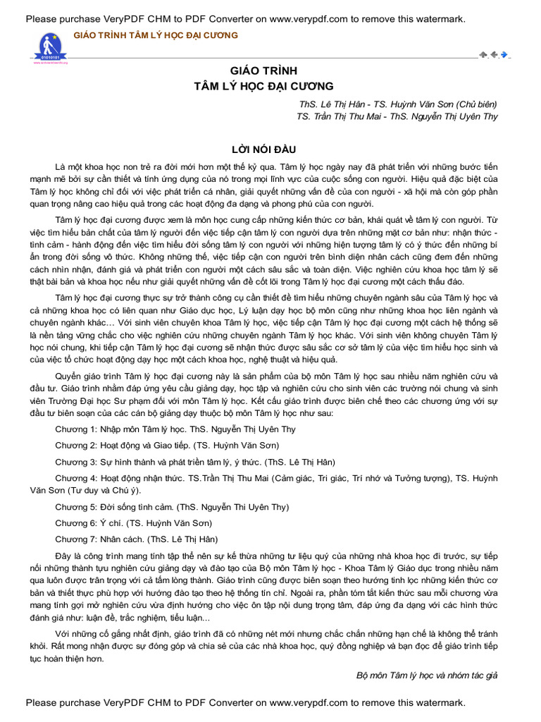 123doc Giao Trinh Tam Ly Hoc Dai Cuong Ts Huynh Van Son | PDF