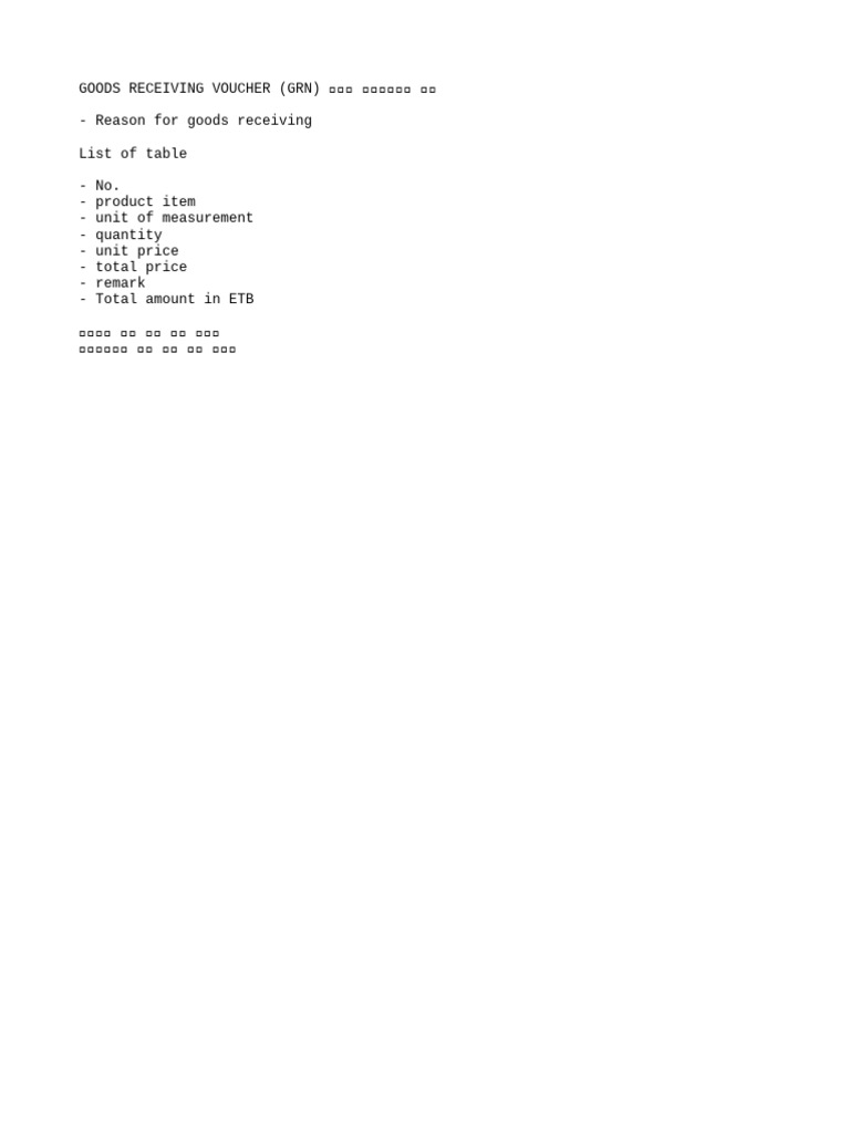 Goods Receiving Voucher Template | PDF