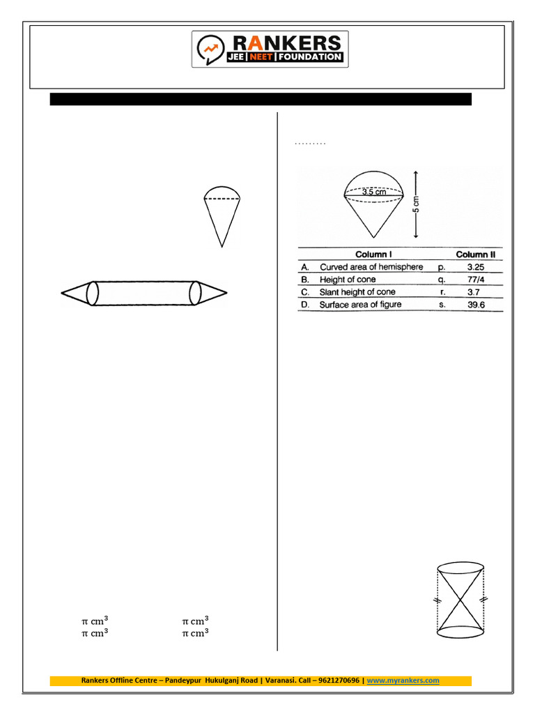 Class 10 Surface Area & Volume Problems | PDF | Sphere | Euclidean Geometry