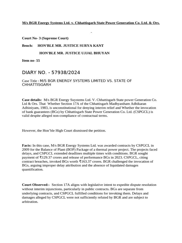 Case Brief BGR ENERGY SYSTEMS LIMITED | PDF