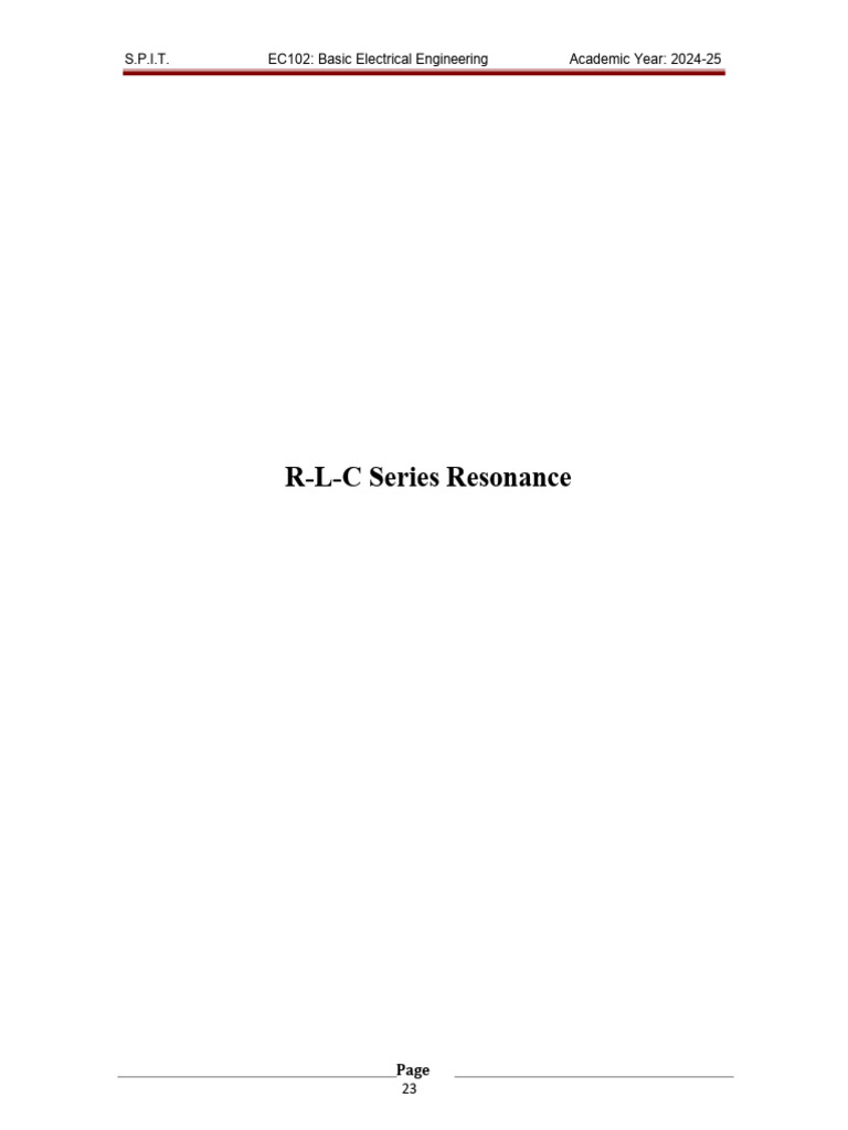 EC102 - BEE Lab Manual 24-25-Exp5 To 7 | PDF | Resonance | Transformer