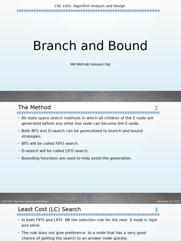 Lecture 4 - Branch & Bound | PDF | Algorithms And Data Structures | Applied Mathematics