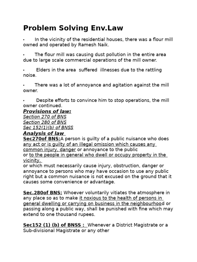 Problem Solving Env.law | PDF | Nuisance | Justice