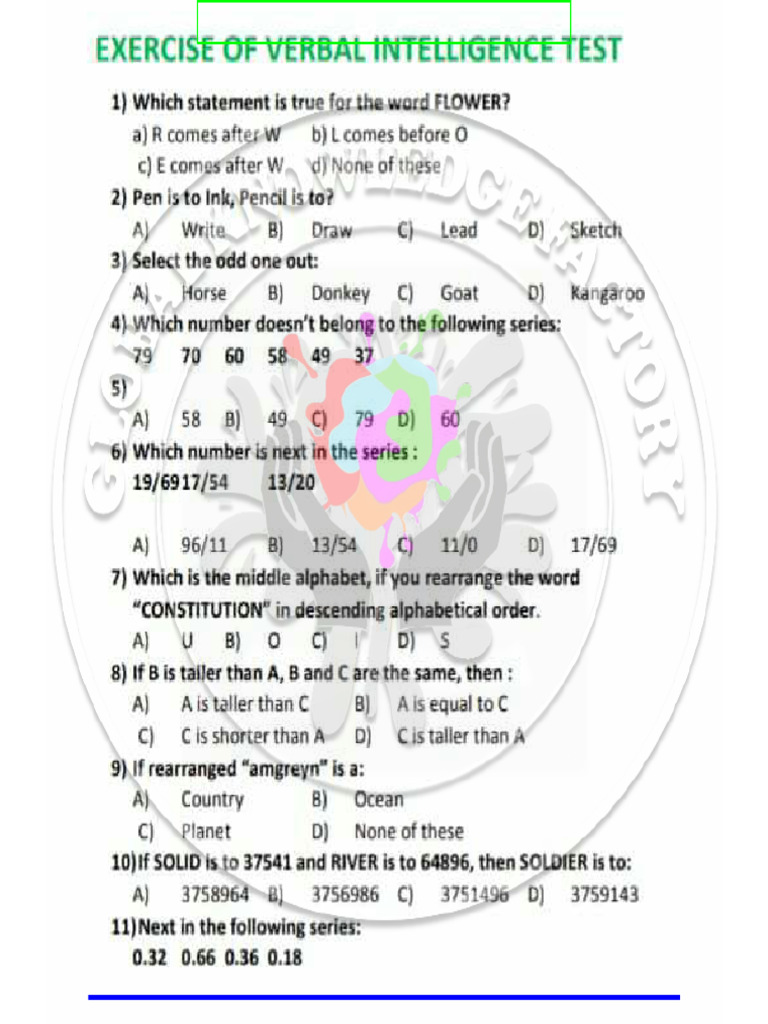 Verbal Intelligence Test For Navy Cadets-1 | PDF | Intelligence | Cognition