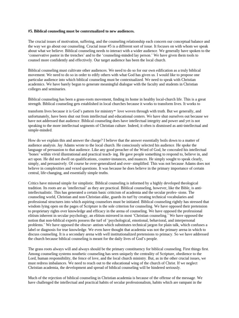 David Powlison - Crucial Issues in Contemporary Biblical Counseling ...