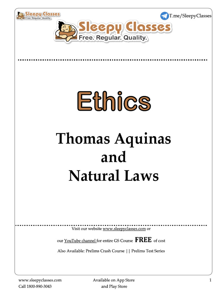 Ethics Thomas Aquinas and Natural Laws | PDF | Natural Law | Thomas Aquinas Ethics Thomas Aquinas and Natural Laws | PDF | Natural Law | Thomas Aquinas