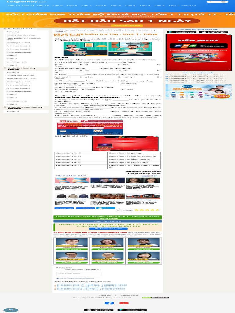 Đề Số 2 - Đề Kiểm Tra 15p - Unit 1 - Tiếng Anh 7 Mới Tiếng Anh 7 - Global Success | PDF