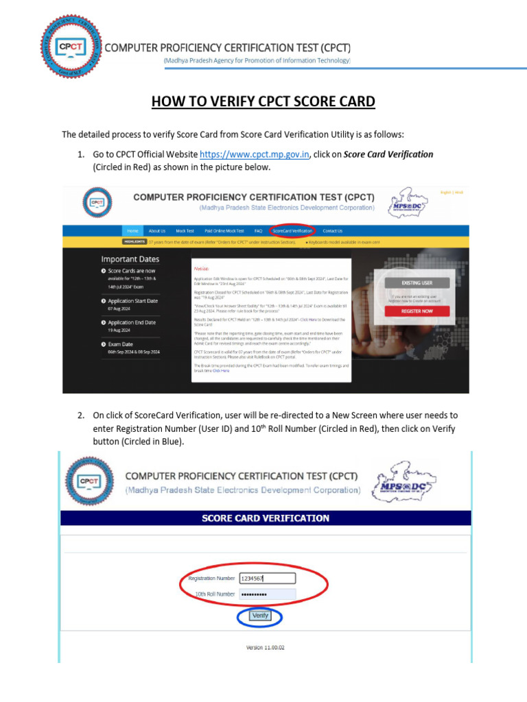 How to Verify CPCT Scorecard | PDF