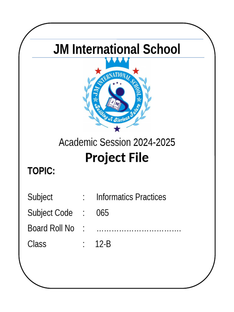 Informatics Practices Project Cover Page | PDF