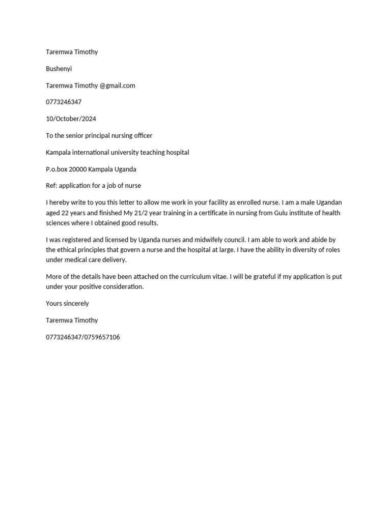 Taremwa Timothy-WPS Office | PDF | Nursing | Uganda