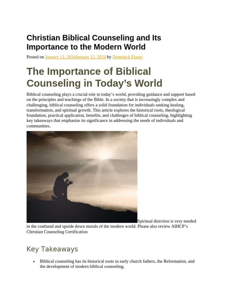 Biblical Counseling for Modern Times | PDF | Christian Counseling | Psychotherapy
