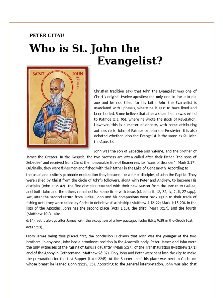 St John the Evangelist | PDF | John The Apostle | Acts Of The Apostles