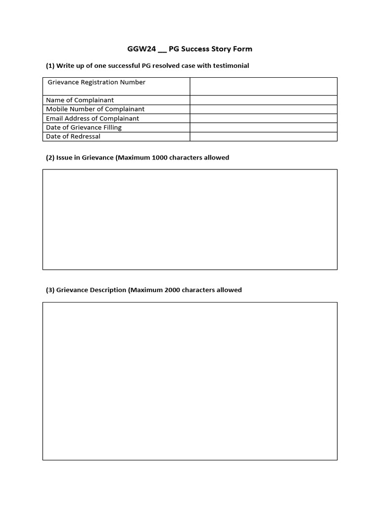 GGW24 __ PG Success Story Form | PDF