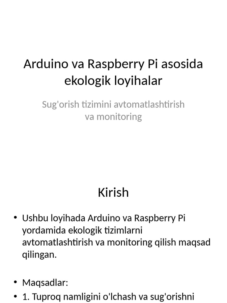 Arduino RaspberryPi Loyihalari Final | PDF