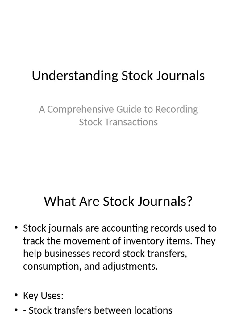 Stock Journals for Business Owners | PDF