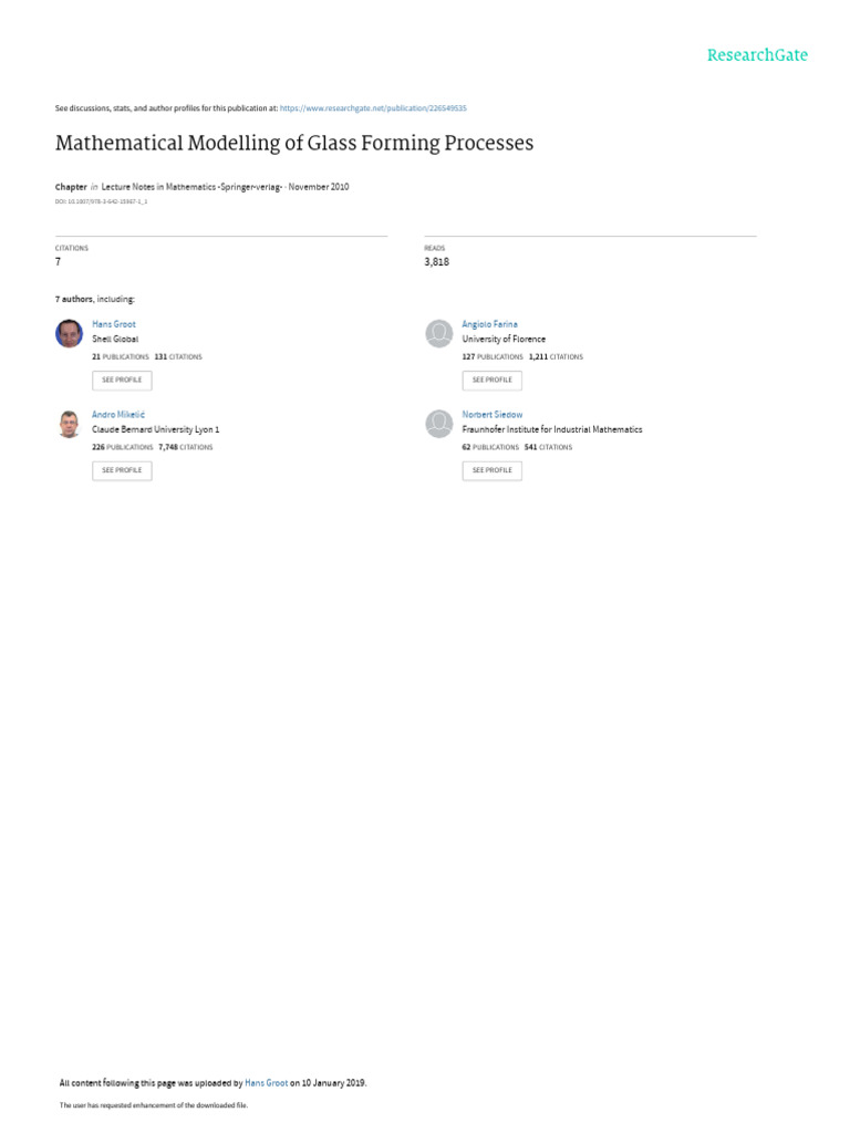 Mathematical Modelling of Glass Forming Processes | PDF | Navier–Stokes ...