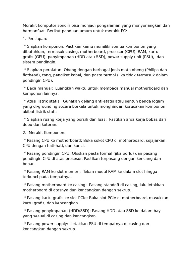 Cara Merakit Komputer | PDF