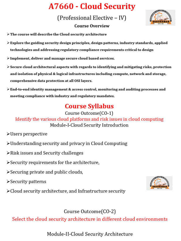 Cloud Security Module I&II | PDF | Cloud Computing | Security