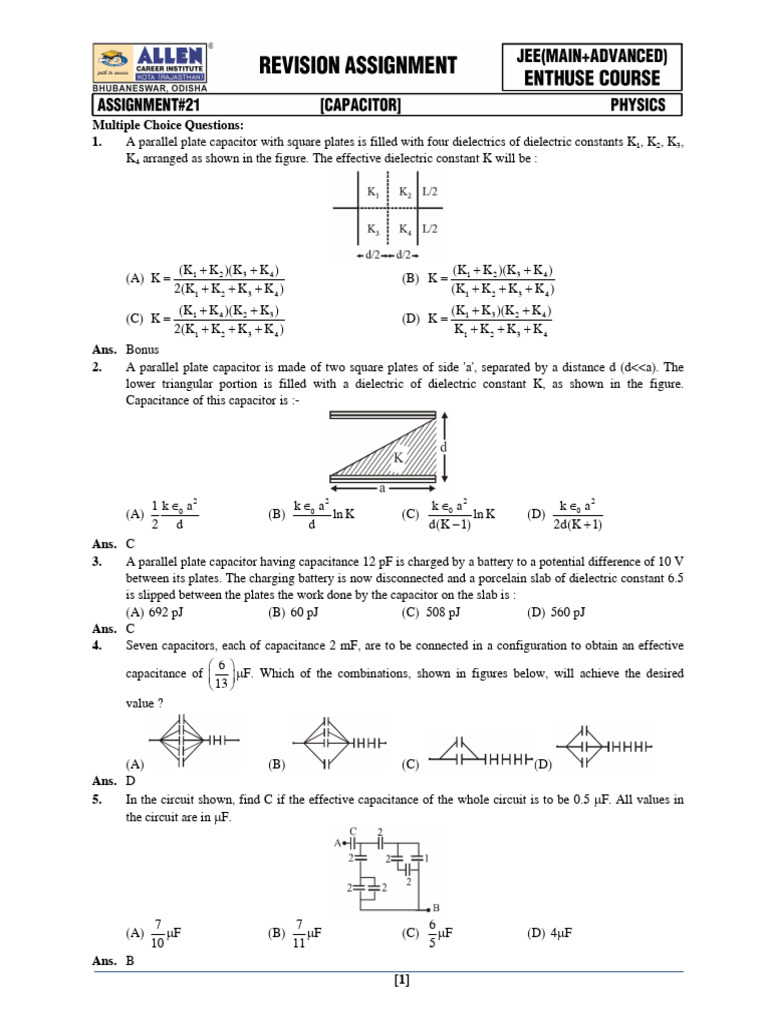 RA-21 - Capacitor - 13.12.2024 - Mrinal Sir - FC | PDF | Manufactured ...