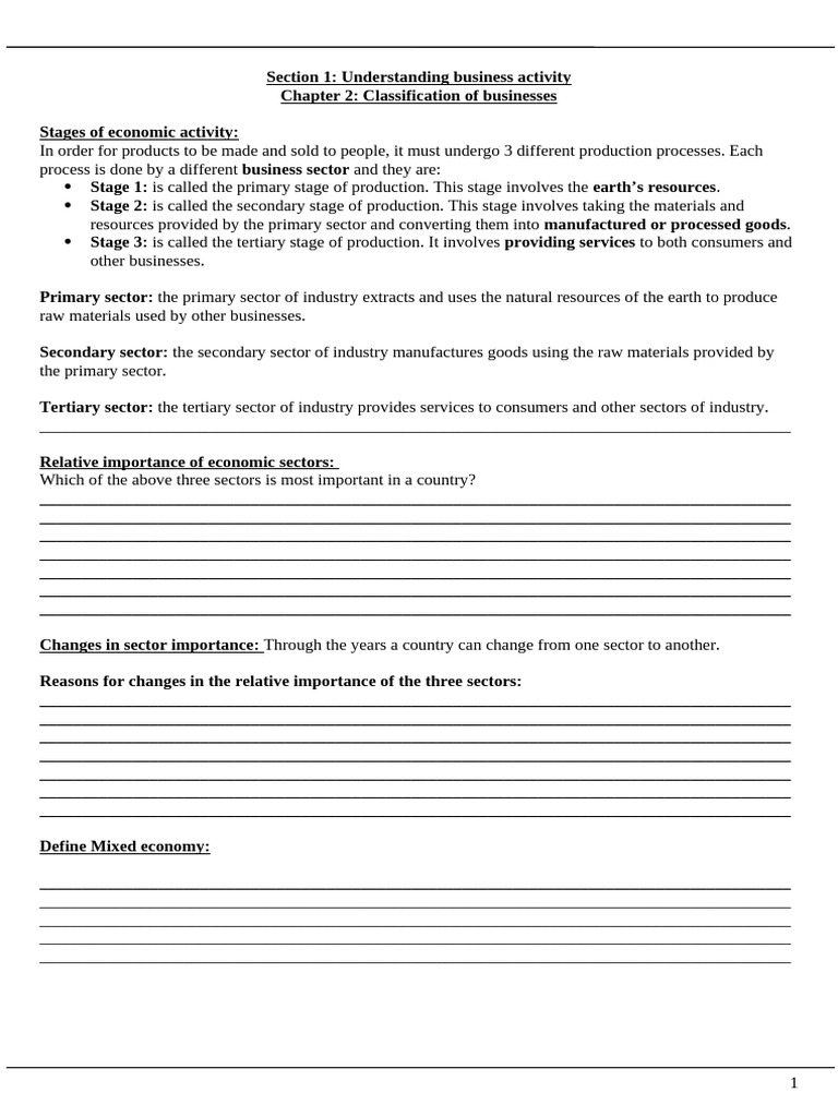 unit 1- 2 classification of business | PDF | Tertiary Sector Of The ...