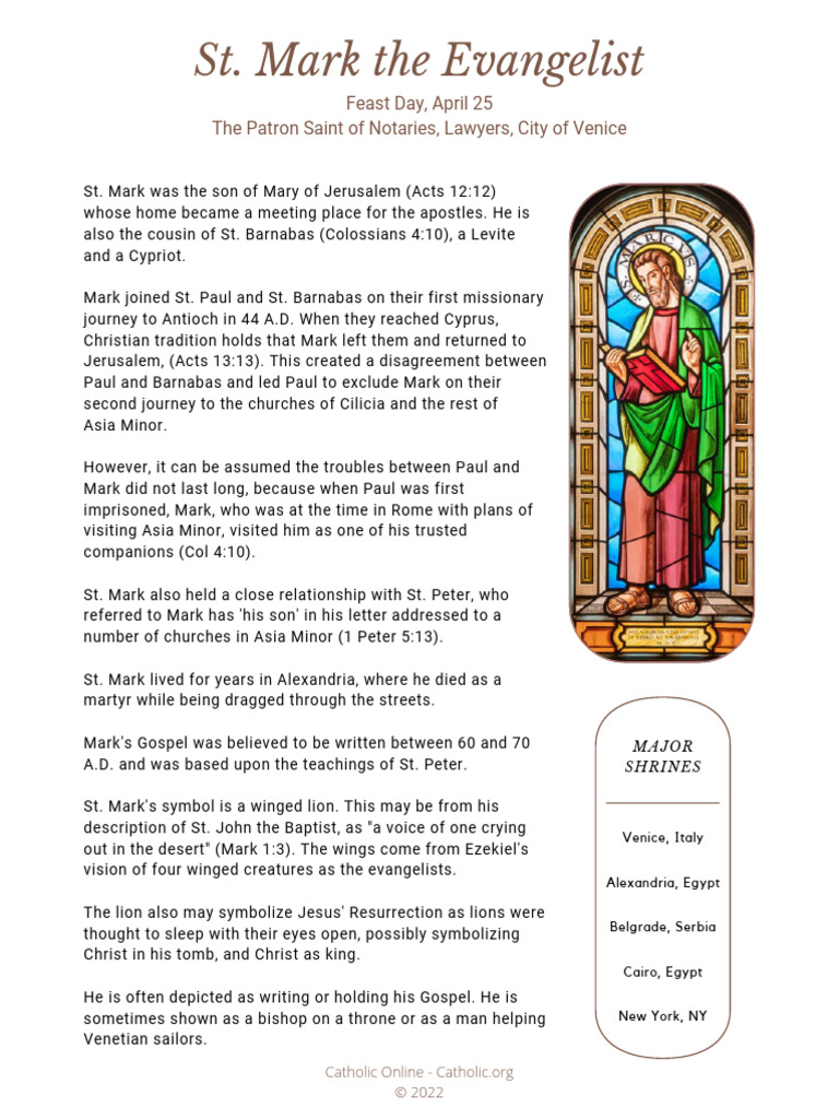 St. Mark The Evangelist | PDF