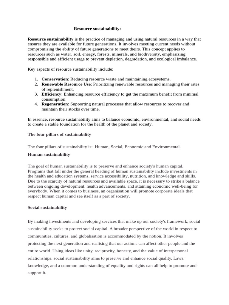 Sustainable Resource Management Guide | PDF | Sustainability | Sustainable Development