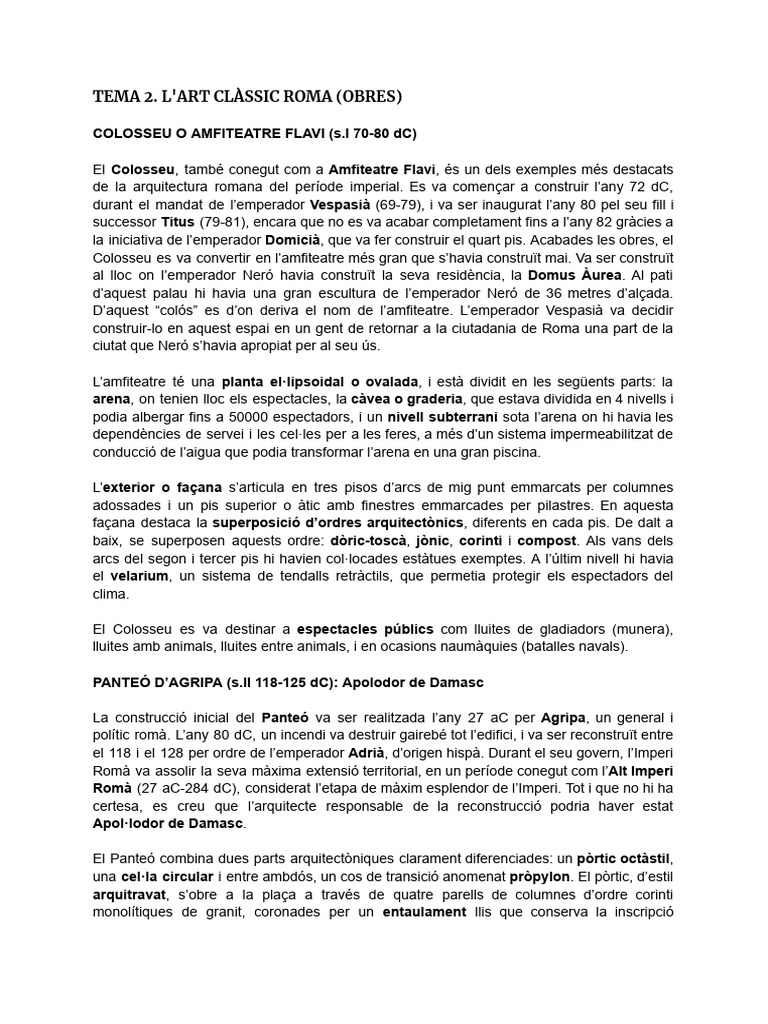 TEMA 2. L'ART CLÀSSIC ROMA (OBRES) | PDF TEMA 2. L'ART CLÀSSIC ROMA (OBRES) | PDF