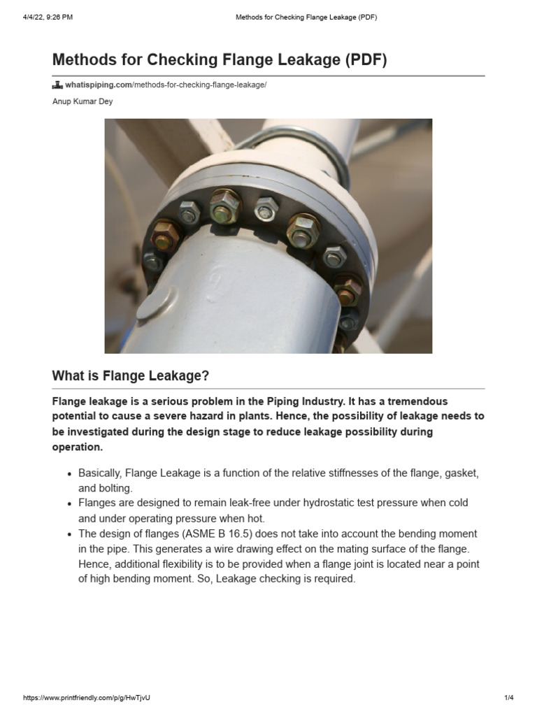 Methods for Checking Flange Leakage (PDF) | PDF | Pipe (Fluid ...