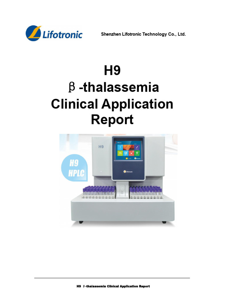 H9 Beta-Thalassemia Clinical Application Report | PDF | Glycated Hemoglobin | Clinical Medicine