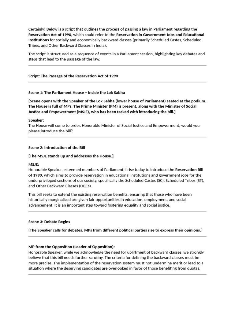 Script of Parliament Session | PDF | Government | Governance
