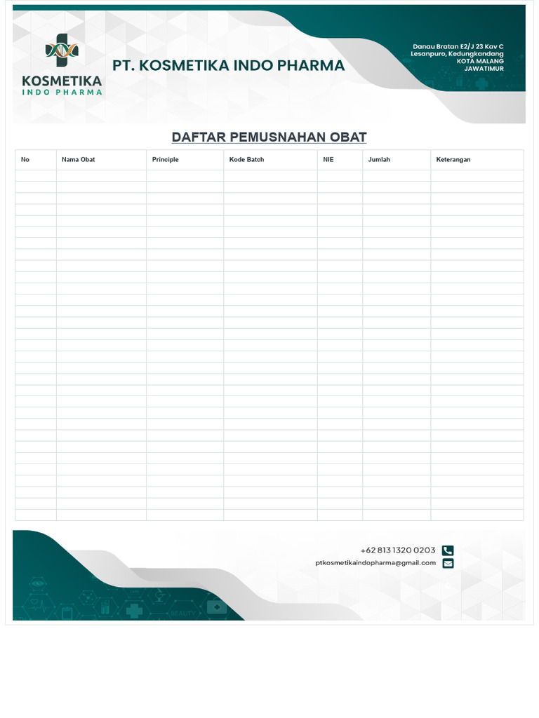 Dummy Template Pemusnahan Obat | PDF