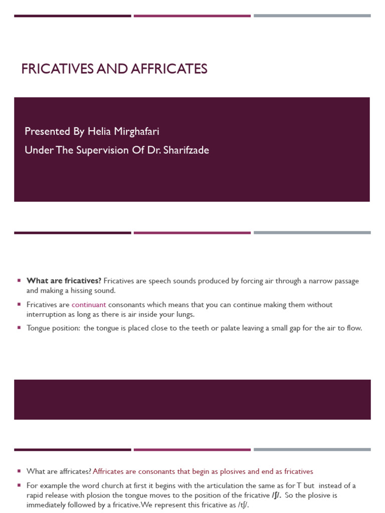 Fricatives and Affricates | PDF | Consonant | Vowel