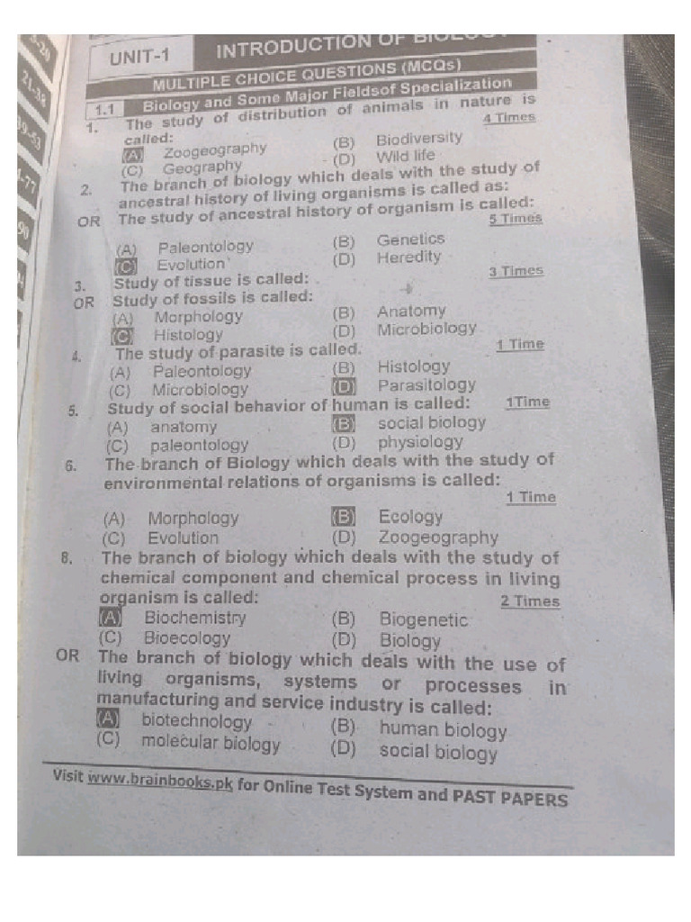 Biology FSC Part 1 Ch1.1 | PDF