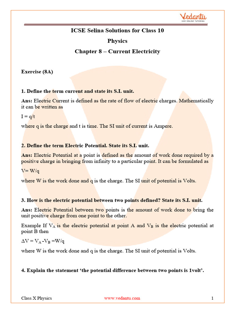 Current Electricity Notes Pdf Electrical Resistance And Conductance