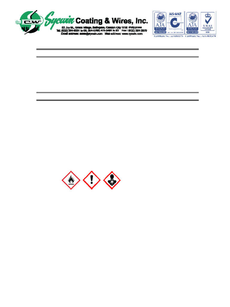 Guilder HG Epoxy Enamel Cat Yellow SDS | PDF | Toxicity