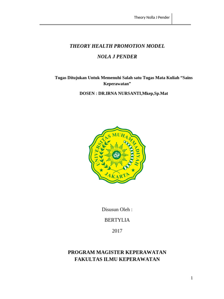 Teori Keperawatan Nolla J Pender | PDF
