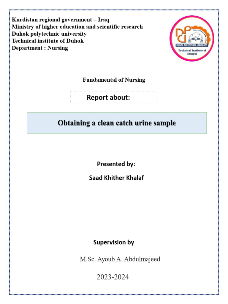 Obtaining A Clean Catch Urine Sample | PDF | Urinary Tract Infection ...