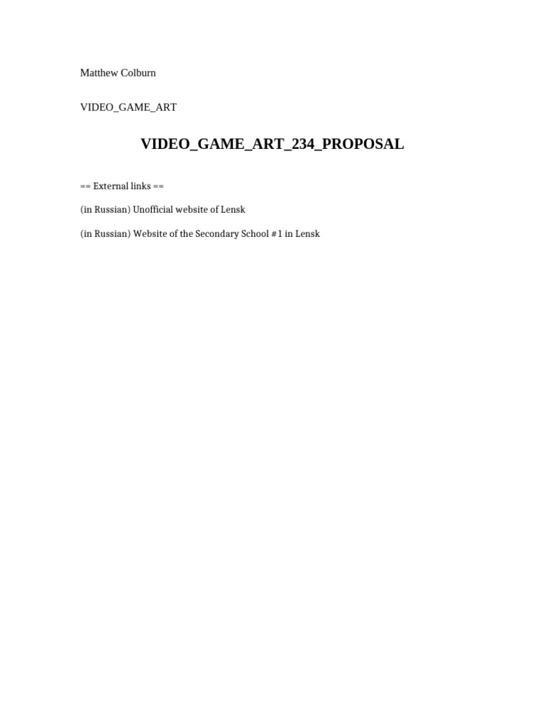 Video Game Art 234 Proposal | PDF