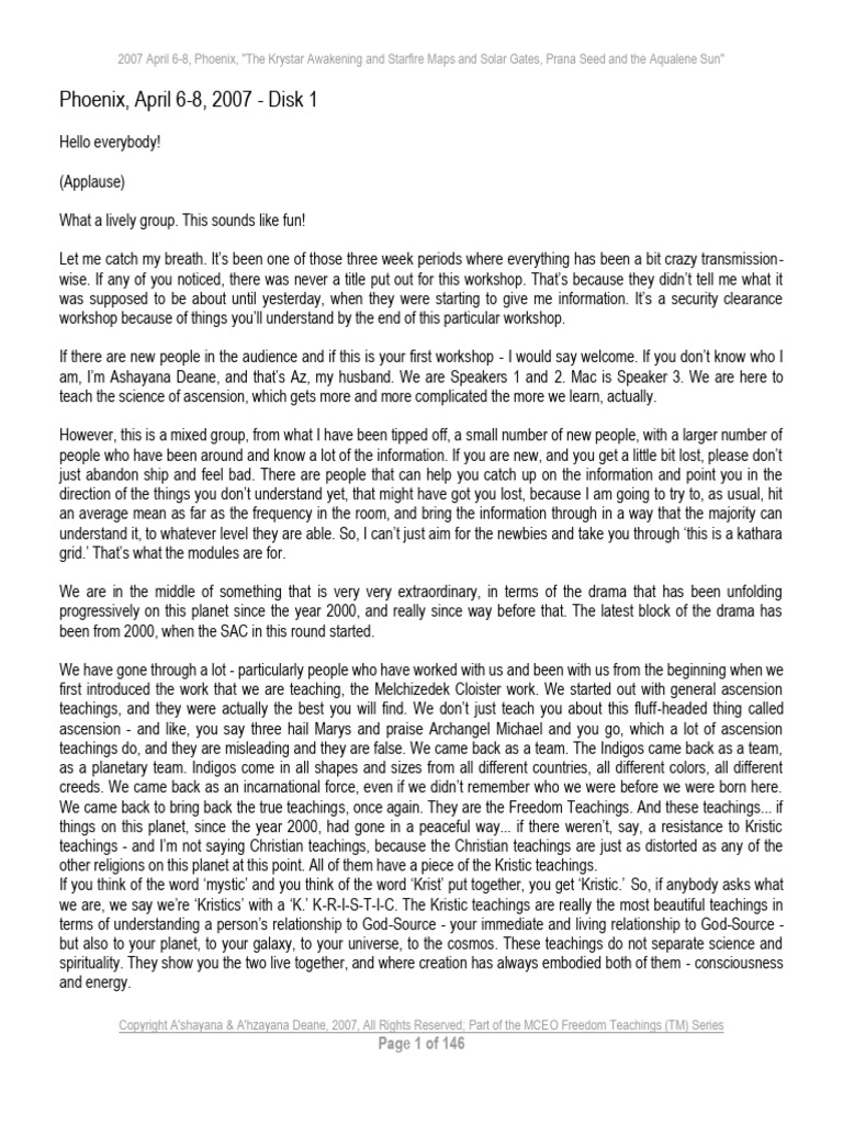 The Krystar Awakening Transcript Compress | PDF | Sun | Earth