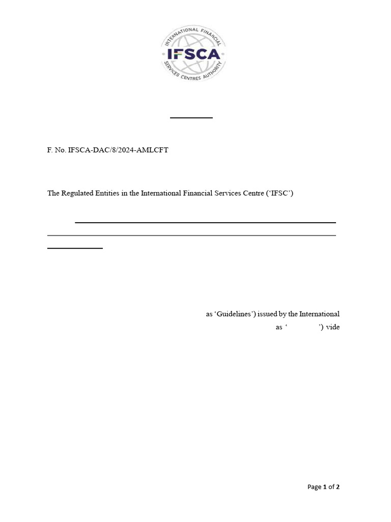 IFSCA AML/CFT Guidelines Update 2024 | PDF | Regulation | Business