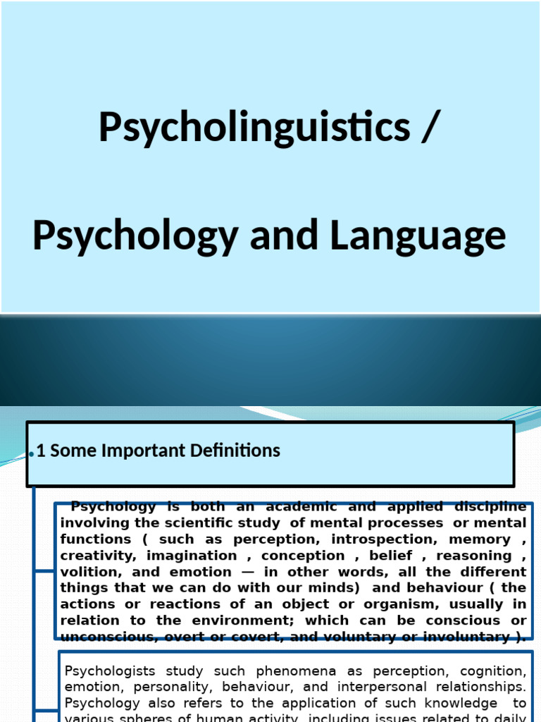 S.2.1 Applied Linguistics Psycholinguistics | PDF | Psychology ...