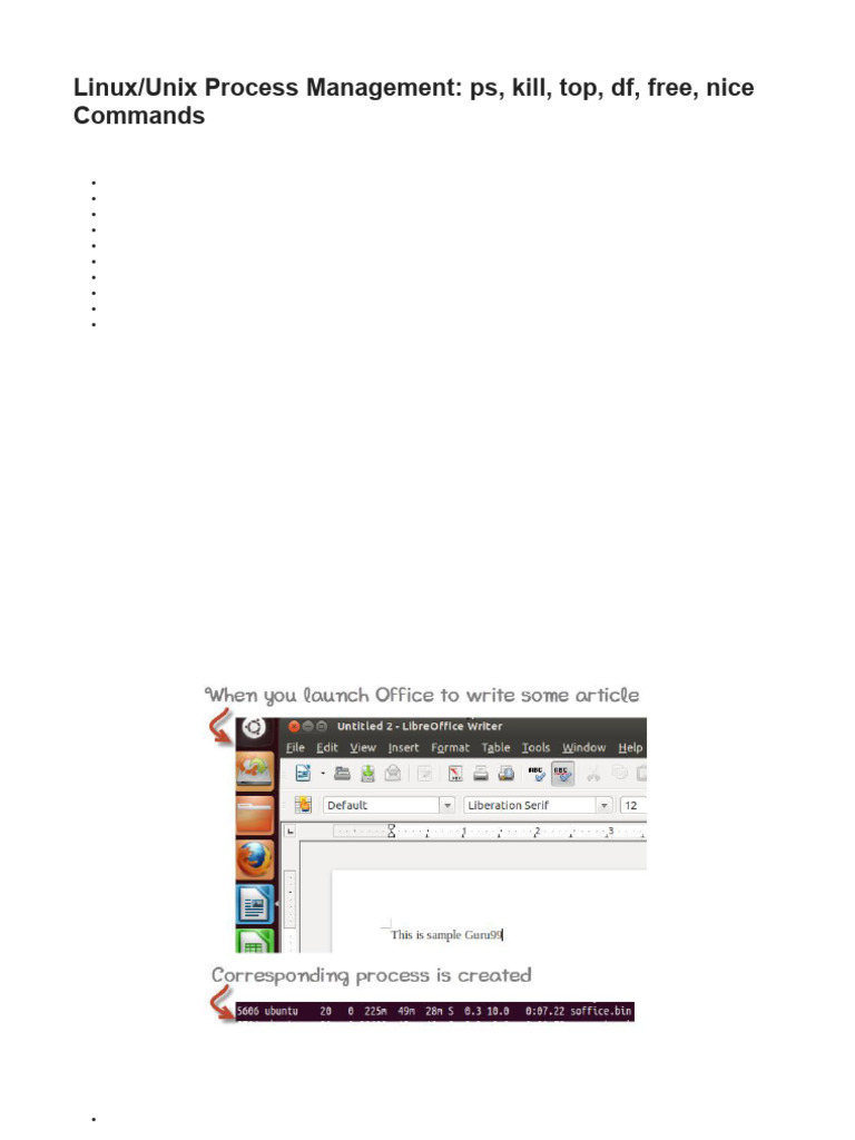 13 Process Management Commands -fg- bg- top- ps- kill- nice- renice- df- free | PDF | System ...