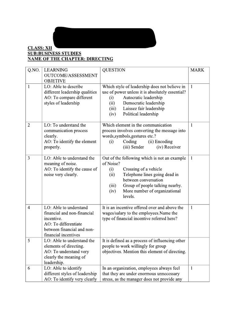 Worksheet CHP 7 Directing | PDF