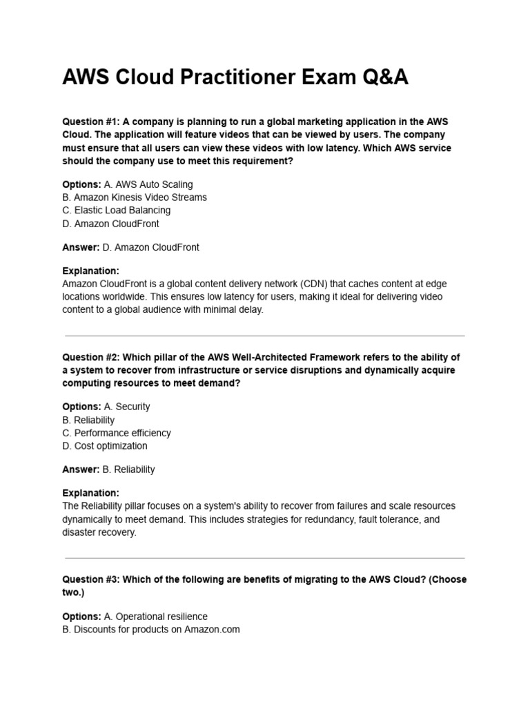 AWS Cloud Practitioner Exam Question & Answer | PDF | Amazon Web ...