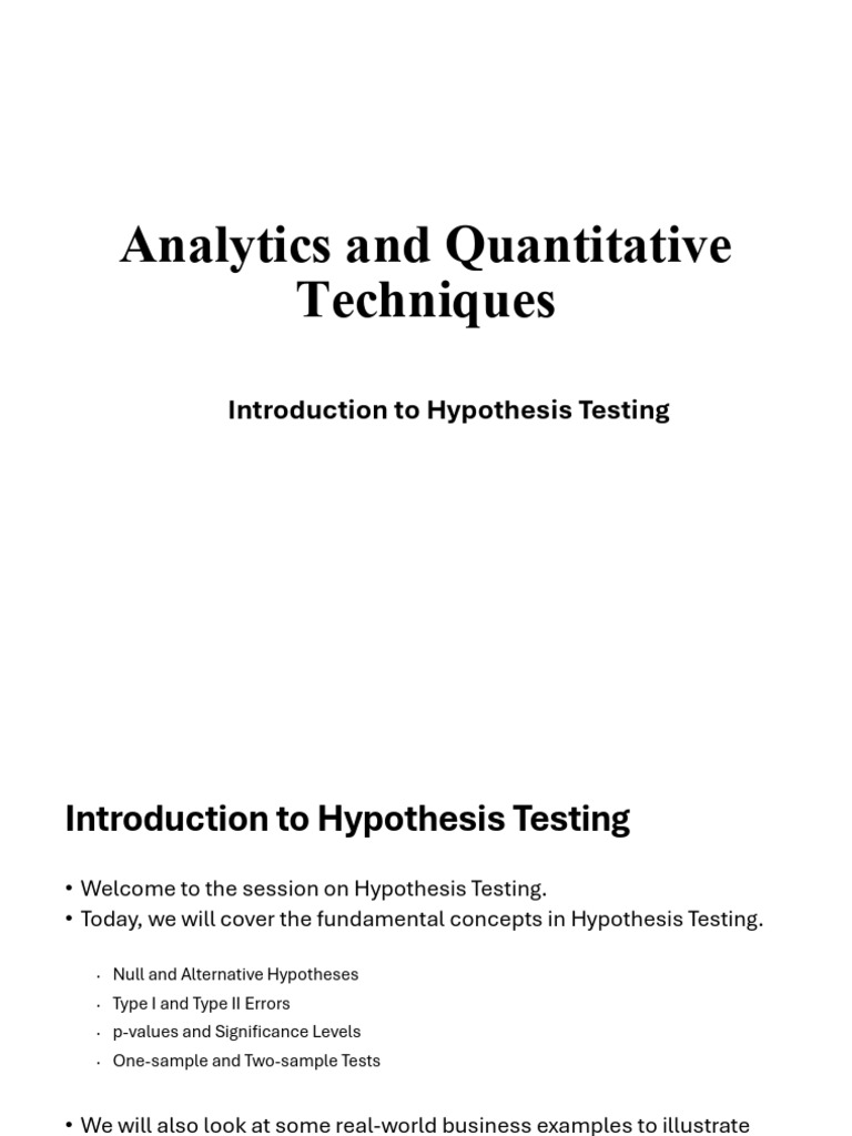 Presentation3 - Hypothesis Testing | PDF | Type I And Type Ii Errors ...