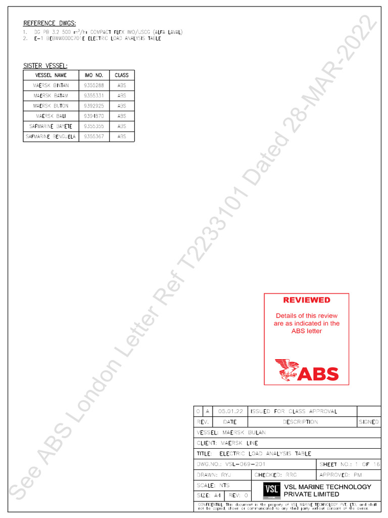 VSL-069-201 Electric Load Analysis Table - Rev0 - 130669227 | PDF