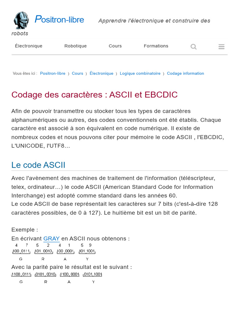 Codage Des Caractères, Code Ascii Et Ebcdic | PDF | ASCII | Extended ...