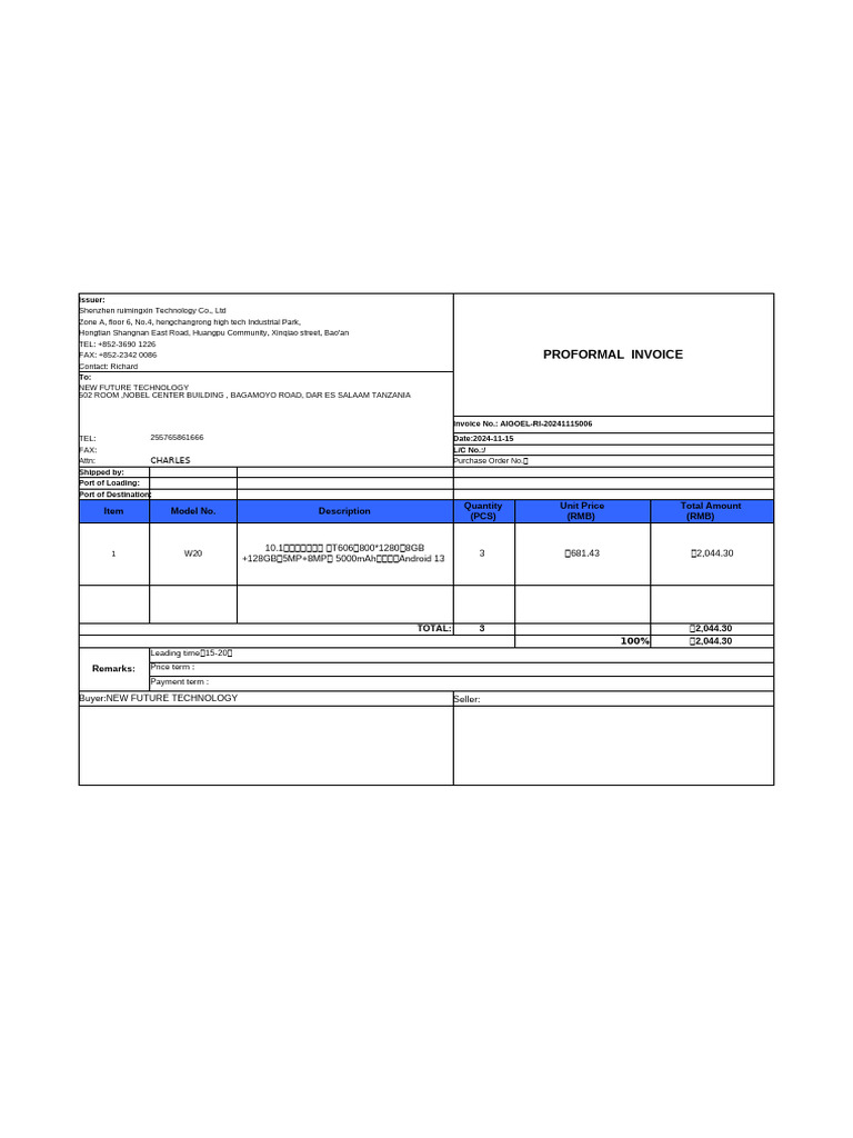 Proformal Invoice: Issuer | PDF